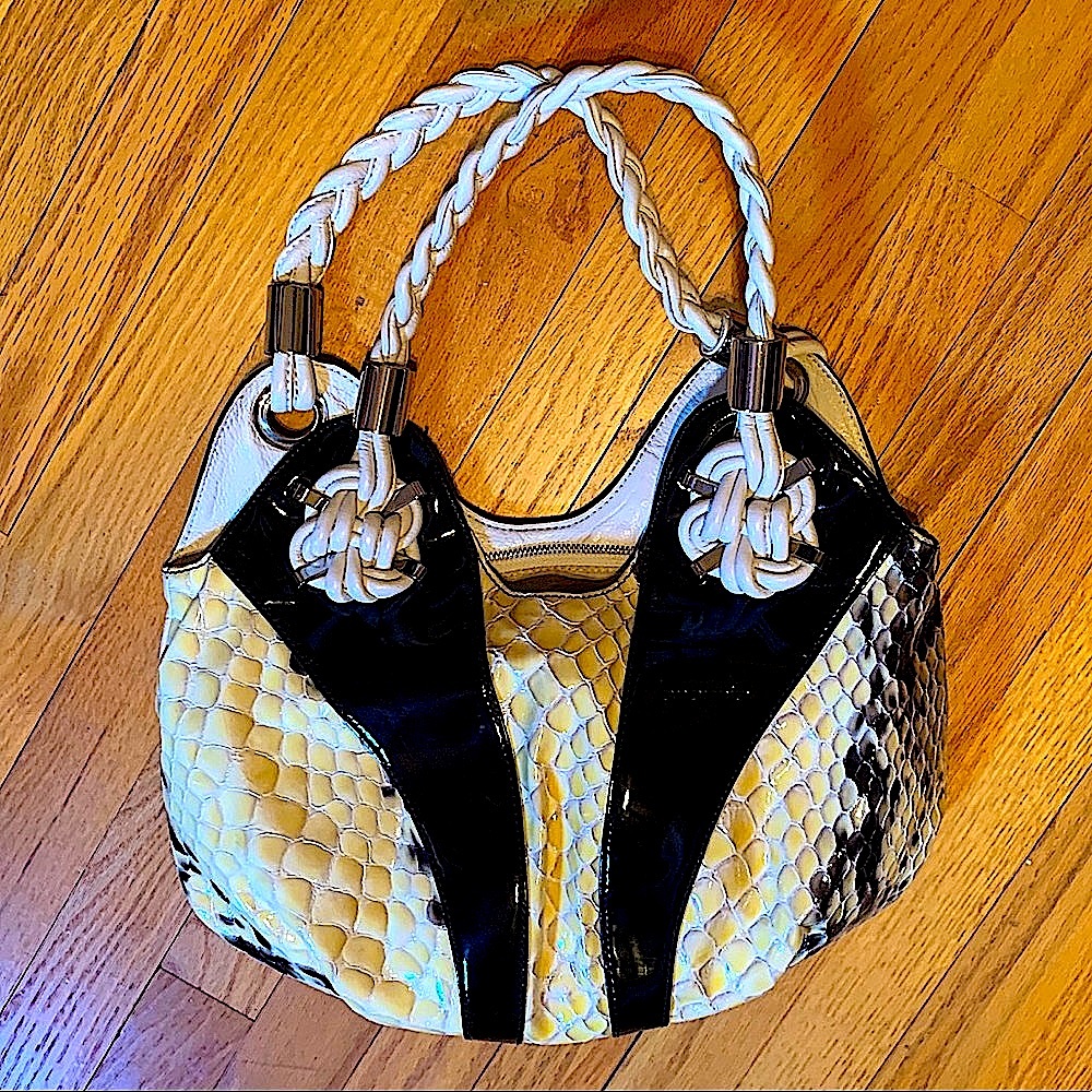 Rare Cromia 100% Italian Python/Patent Leather Black … - Gem